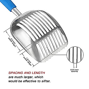 Chi-buy The Latest Update Cat Litter Scoop with Metal TABS/Round Teeth, Deep Shovel Sifter Cats Litter Scoop, Durable Pet Kitty Litter Scooper in Aluminium