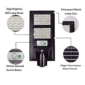 GLW 200W Solar Street Light with Motion Sensor Outdoor Lights 8000LM Dusk to Dawn Solar Flood Lights IP66 Waterproof LED Security Light for Garage,Yard,Parking Lot,Basketball Court and More(2 Pack)