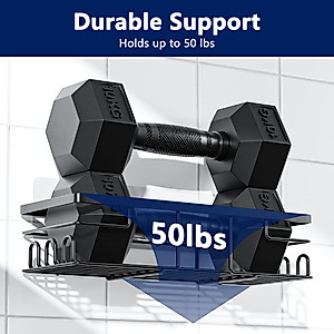 Eowihor Shower Caddy, 5 Pack Adhesive Bathroom Shower Organizer Large Capacity Shower Shelves Storage Stainless Shower Rack with Toothbrush Holders, Soap Holder and Removable Hooks for Home Kitchen