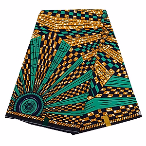 African Fabric 100% Cotton Ankara Wax Print Fabric 6 Yards Cloth for Party Dress