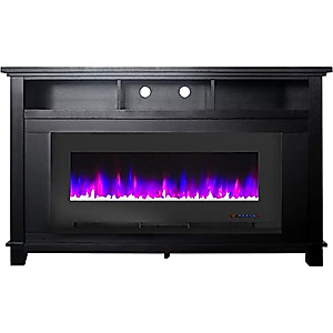 Cambridge San Jose 57'' Electric Fireplace with Crystal Insert, Multi-Color LED Flame, Remote, and Adjustable Heat Settings