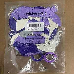 Msiveavz Purple White Party Balloons,Purple Balloons 50 Pcs 12 inch Purple and White Balloons Purple White Silver Latex Balloons For Wedding Baby Shower Birthday Party Decoration