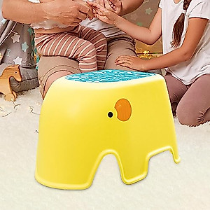 ＫＬＫＣＭＳ Kids Step Stool Toddler Step Stool,Multifunctional,Non Slip,Elephant Shaped,Durable Bathroom Step Stool Poop Stools for Kitchen,Bathroom, Yellow