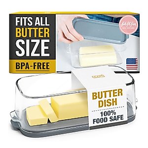 Eparé Large Butter Dish With Lid For Countertop - BPA-Free Butter Keeper - Counter Dishes For Soft Butter Storage - Covered Butter Dish With Lid - Tray Container For Soft Butter