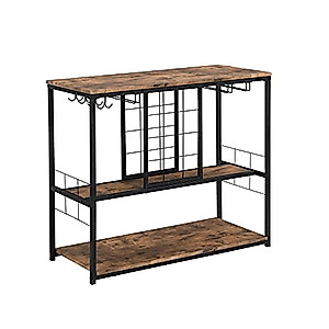 CIATRE Wine Rack Table, Wine Rack Kitchen Bar 3 Tier Storage Rack, Wooden Wine Cabinet Wine Cabinet with Bottle Rack and Glass Rack for Home Kitchen Dining Room, 40 Inch