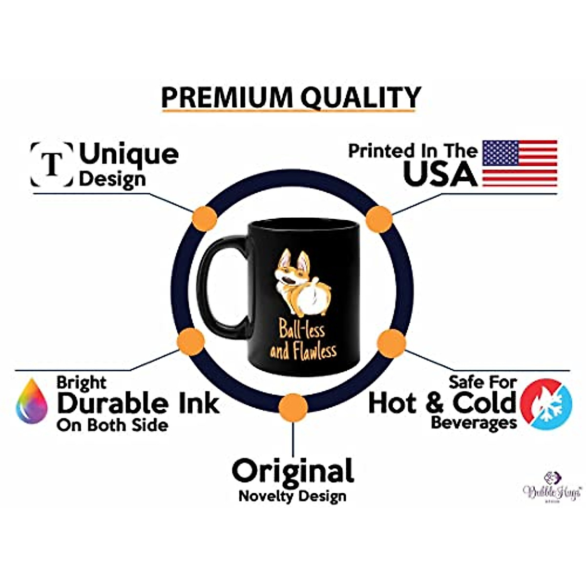 Bubble Hugs Veterinarian Coffee Mug 11oz Black - Ball Less and Flawless - Med Tech Animal Lover Pet Veterinary Groom Dog Cat Doctor