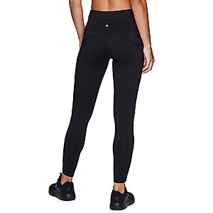 RBX Women's Fleece Legging Outdoor Running Fleece Lined Leggings with Zipper Pockets F19 Black S
