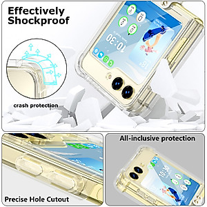 Designed for Samsung Galaxy Z Flip 5 Case Clear with Ring, Anti-Fall Shockproof Protective Phone Cover Case Compatible with Galaxy Z Flip 5 Case 5 G 2023 (Clear)