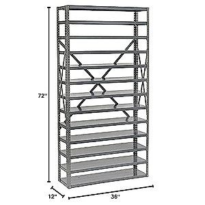 Global Industrial 13 Shelf Steel Shelving with (72) 4" H Plastic Shelf Bins, Blue, 36x12x72