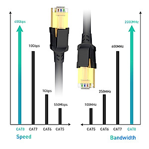 BUSOHE Cat 8 Ethernet Cable 75FT, High Speed 40Gbps 2000Mhz Cat8 Cable with Gold Plated RJ45 Connector, Heavy Duty LAN Network Internet Cable S/FTP