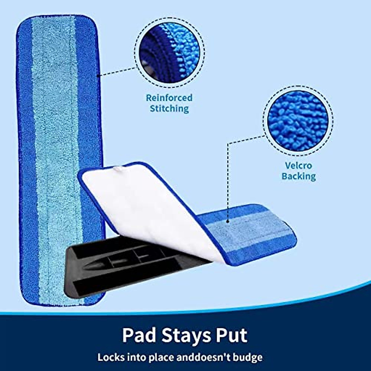 Microfiber Reusable Mop Floor Pad Replacement for Bona Hardwood Floor Cleaner Microfiber Mop Pads for Hardwood Floor for 18 Inch Mop (2)