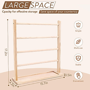 PABOBIT Claw Clip Organizer, Wooden Hair Clip Organizer Storage for Women Girls, Table Standing Claw Clip Holder Hair Clip Organizer (beige)