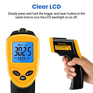 Etekcity Infrared Thermometer 1080, Heat Temperature Temp Gun for Cooking, Laser IR Surface Tool for Pizza Oven, Meat, Griddle, Grill, HVAC, Engine, Accessories, -58°F to 1130°F, Yellow