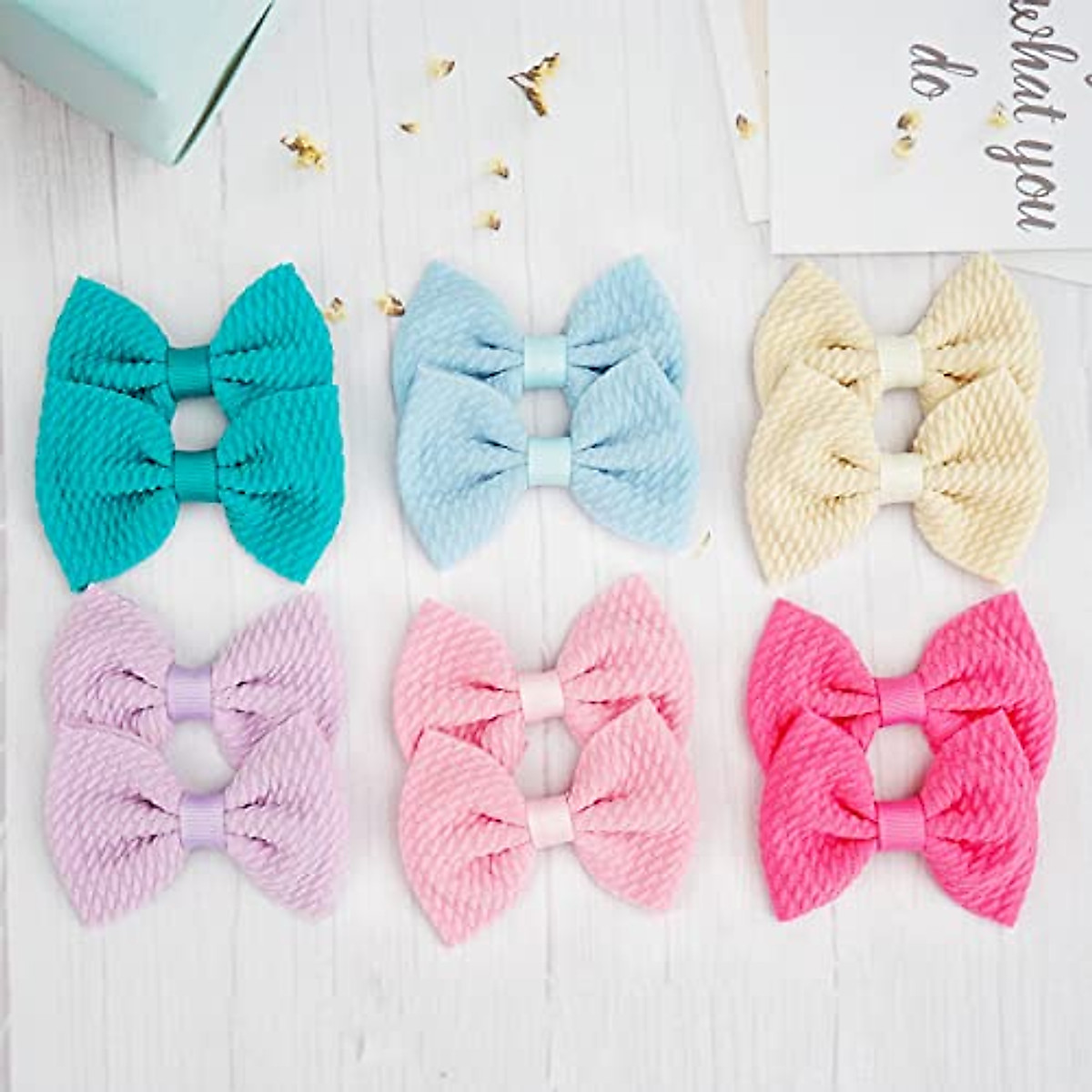 JOYOYO 60Pcs Baby Girls Kids Toddlers 2.75 Inch Twill Waffle Fabric Hair Bows Alligator Clips for Pigtails Hair Accessories and Bangs