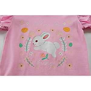 Toddler Girls T-Shirt Easter Gift - Bunny Eggs Baby Short Sleeve Bunny Tee Shirts Soft Summer Pink Cotton Tops 3T