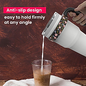 for YETI Handle 30 oz Tumbler, Compatible for YETI 30 oz Tumbler Handle, Cute Floral Design, Black, 1 Pack