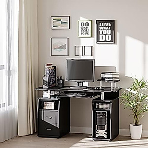 HOMCOM Home Office/Dorm Computer Desk w/Elevated Shelf - Brown