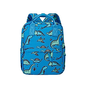 Cute Toddler Preschool Backpack Dinosaur Unicorn School Book Bag for Girls, Boys, Kids, Kindergarten Nursery Travel Bag(12inch, Blue Dinosaur)