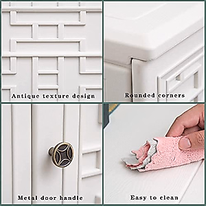 Mrossa Indoor Outdoor Storage Cabinet Waterproof with 2 Shelves,Off White Plastic Outdoor Cabinets for Patio/Garden/Backyard, Size 34.3''L*15''W*36.2''H…