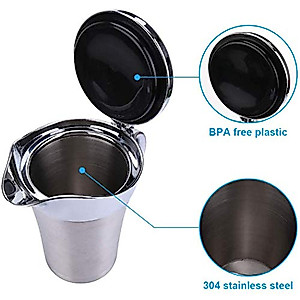 Double Insulated Gravy Boat - Stainless Steel Sauce Jug with Hinged Lid Hinged Lid Ideal for Gravy or Cream at Thanksgiving (450ML/16 OZ)