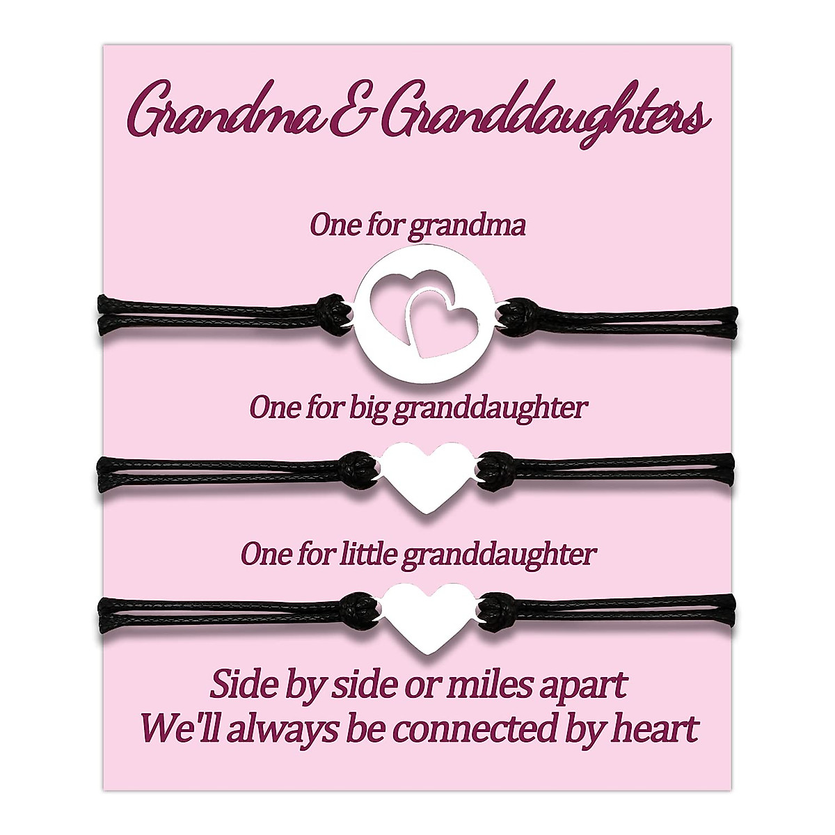 Cueemoff 2 Granddaughter Matching Bracelets Gifts from Grandma Grandmother Nana Granny Gigi Jewelry Set for 3