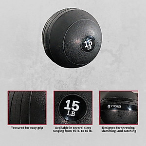 Titan Fitness Rubber Slam Ball 15 lb. Spike Exercise Equipment Gym Weight