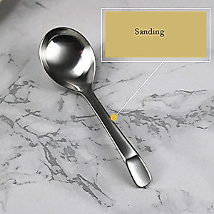 Cooking Spoons 304 Stainless Steel Big Head Spoon Thickened Long Handle Deepened Soup Spoon Small Soup Spoon For Household Soup 2pcs Table Spoons (Color : A)