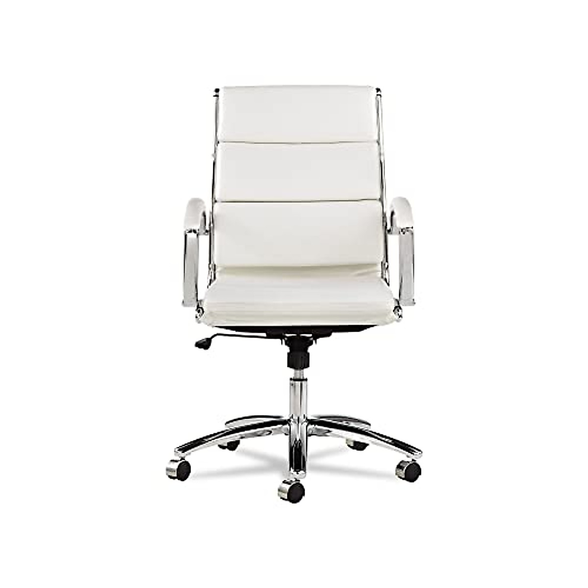 Alera ALENR4206 Neratoli Series Mid-Back Slim Faux Leather Chair - White/Chrome