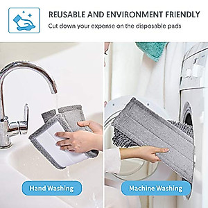 Microfiber Dust Mop for Hardwood Floors - MANGOTIME Dry Floor Mop for Floor Cleaning Hardwood Wood Tile Vinyl Laminate, Wet Flat Mop with 4 Washable Reusable Microfiber Pads and Aluminum Mop Head