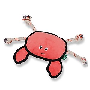 Beco Orange Crab Large Dog Toy, Chew, Fetch, Pull & Squeak Toy, Dual Materials for Long Lasting Play, Double Stitched for Durability, Made with Recycled Materials