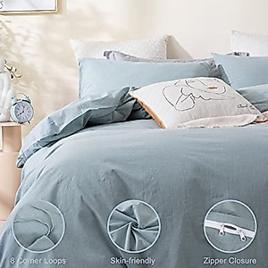 Ventidora 3 Piece Duvet Cover Set King Size,100% Organic Washed Cotton with Linen Feel Like Textured, Luxury Soft and Breatheable Bedding Set with Zipper Closure(1 Duvet Cover + 2 Pillowcases)