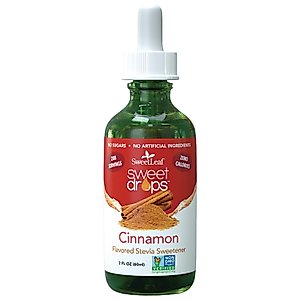 SweetLeaf Stevia Liquid Sweet Drops - Cinnamon Flavored Drops, Stevia Liquid Sweetener, Zero-Calorie, Sugar-Free Syrup Alternative for Keto Coffee, Baking, Shakes, 2 Fl Oz
