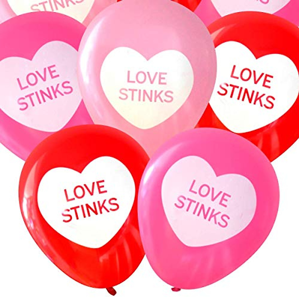 Love Stinks Latex Balloons (16 pcs) | Anti-Valentine's Day | by Nerdy Words (Red & Pinks)