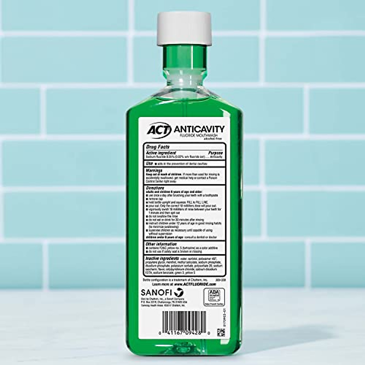 ACT Anticavity Fluoride Mouthwash Zero Alcohol 18 fl. oz. Soothing Mint