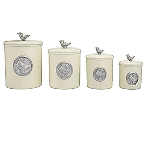 Old Dutch 4 Piece Smooth Finish Canister Set, Cream