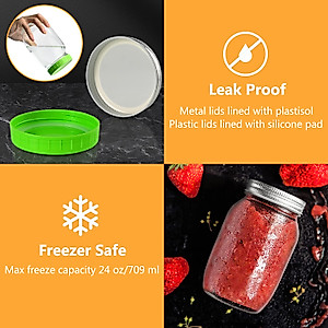 32 oz Wide Mouth Mason Jars with Metal Lids & Plastic Lids, Quart Size Clear Glass Jars for Preserving, Meal Prep, Salad, Canning, Fermenting, Favors, Home Decor, DIY - 4 Pack1