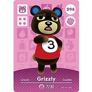 Grizzly - Nintendo Animal Crossing Happy Home Designer Series 4 Amiibo Card - 394