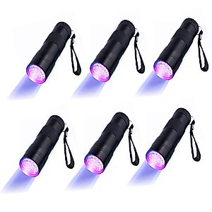 Optimal Shop 6 Pack UV Blacklight 12 LED Flashlight Torch Light Outdoors Etc(6 Pack 12 LED)