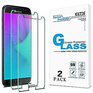 KATIN [2-Pack] For Samsung Galaxy J7 2017, J7 Prime, J7 Perx, J7 Sky Pro, J7 V, J7 Perx Tempered Glass Screen Protector No-Bubble, 9H Hardness, Easy to Install