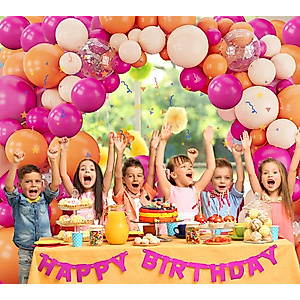 Orange Hot Pink Balloons Arch Garland Kit-148Pcs Orange Pink Balloon for Birthday Anniversary Baby Shower Engagement Wedding Retirement Party Decoration