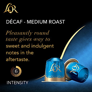 L'OR Coffee Pods, 30 Capsules DECAF Medium Roast, Single Cup Aluminum Coffee Capsules Exclusively Compatible with the L'OR BARISTA System