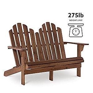 Linon Jayde Adirondack Double Bench, Teak