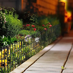 Animal Barrier Dog Fence Outdoor - 10 Pack No Dig Fence for Dogs Rabbit Pet Outside Use, Garden Fence Animal Barrier Fence, Metal Fencing Panel, 17 in(H) X 10.83 Ft(L)