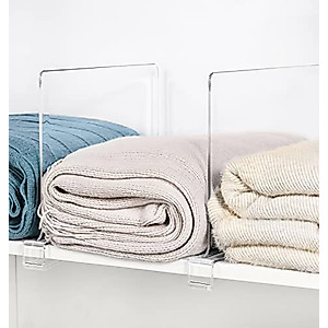 HBlife 6 Pack Clear Shelf Dividers, Vertical Purse Organizer for Closet Perfect for Sweater, Shirts, Handbags in Bedroom and Kitchen, Adjustable Acrylic Bookshelf for Organization