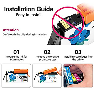 INKFUN 902XL 902 Ink Cartridges Combo Pack 5 Packs Replacement for HP OfficeJet Pro 6978 6960 6962 6968 6954 Printers (2Black/1Cyan/1Yellow/1Magenta)