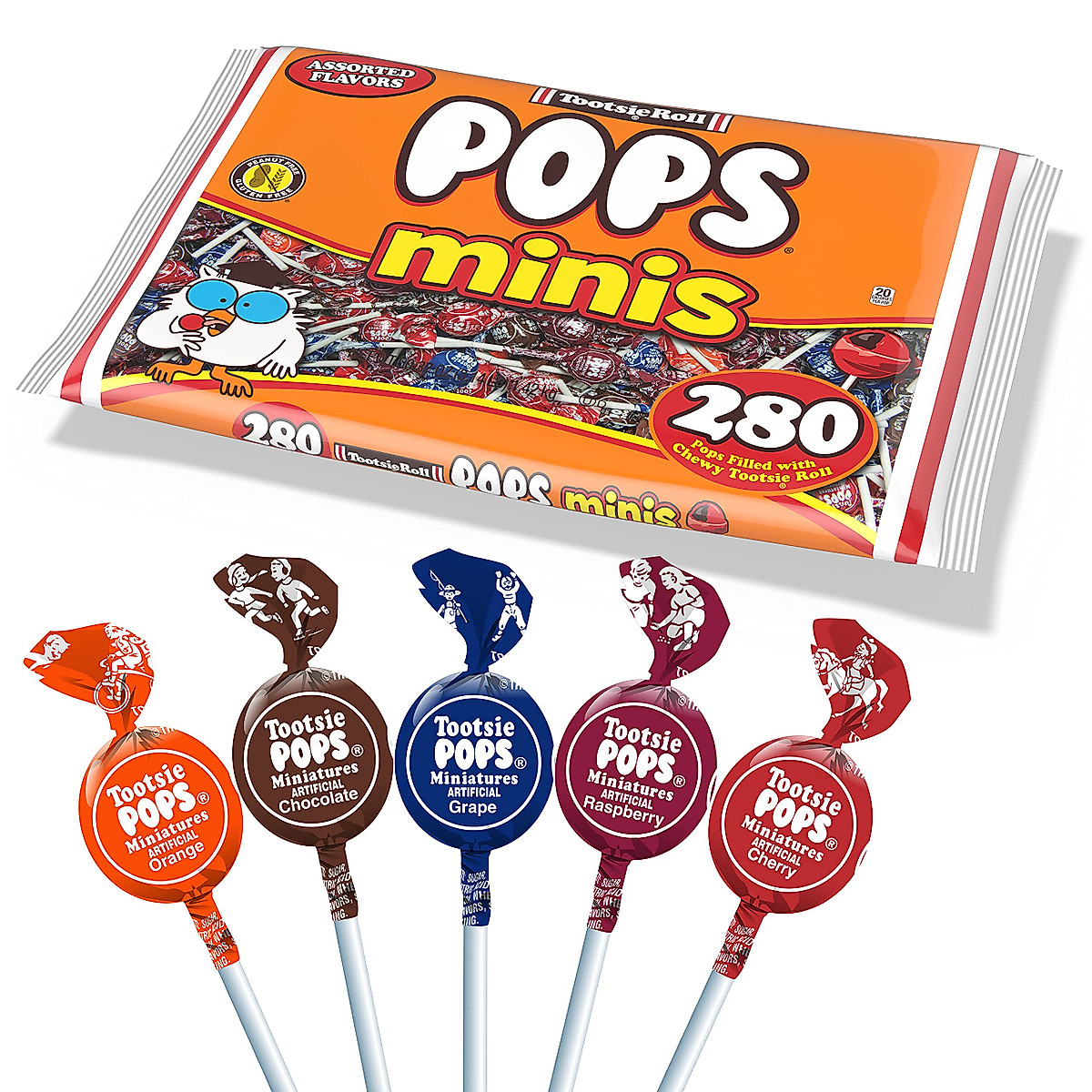 Tootsie Pops Roll Mini with Chocolatey Center, 280 count, 50.37 Ounce Bag, 5 Flavors, Multi (Pack of 2)