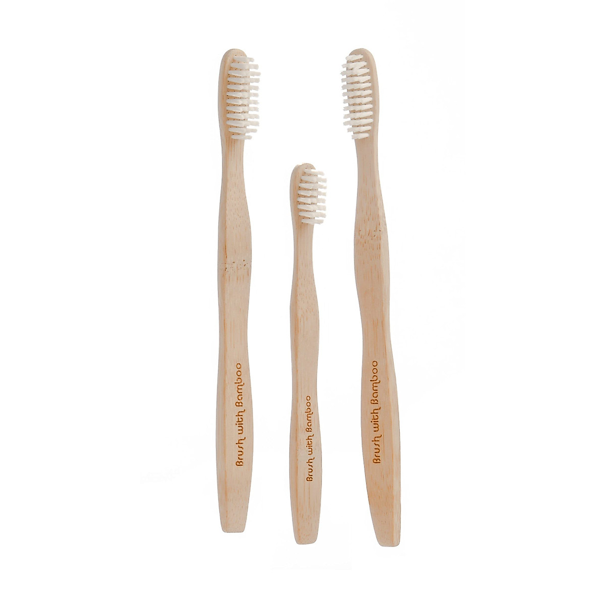 Brush with Bamboo Bamboo Toothbrush Adult/Kid Mixed Family 4-Pack