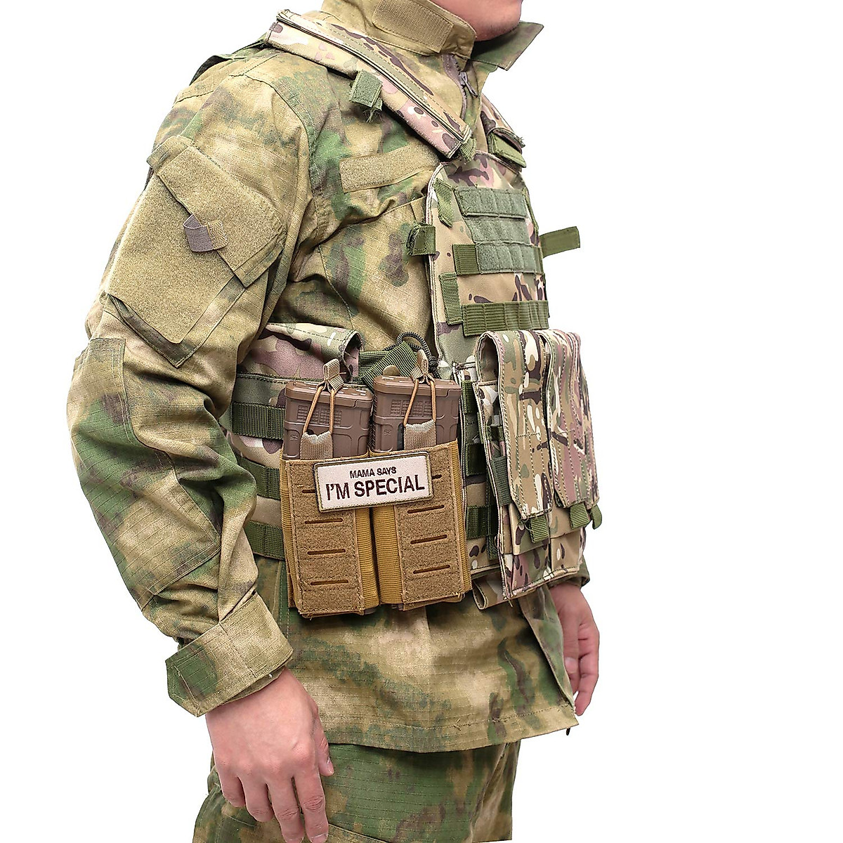 Double Mag Pouch Molle Open-Top Double Magazine Pouch for M4/M16/AR/AK Rifle Magazines (Black)