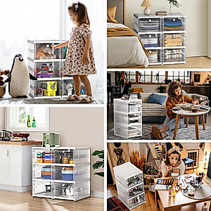 BoxLegend Shoe Storage, Shoe Boxes 3 Tiers Foldable Shoe Storage Boxes Space-saving Clear Sneaker Boxes Stackable Installation-free