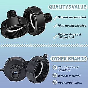 Zonon 2 Pieces 275 330 IBC Tote Tank Adapter Garden Hose Drain Plug Connector Coarse Garden Hose Connector Water Tank Hose Male Adapter for Garden Hose IBC Water Tank Connection, 2 Inch to 3/4
